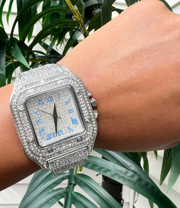 Iced Out Square Face Watch (Ships Same Day) – CharmBox